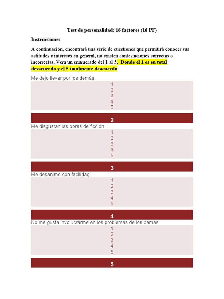 Test de Personalidad Word | PDF