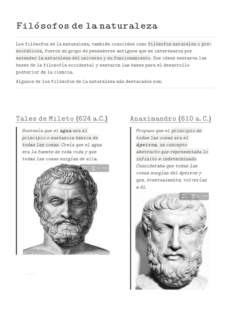 Filósofos de la naturaleza | PDF