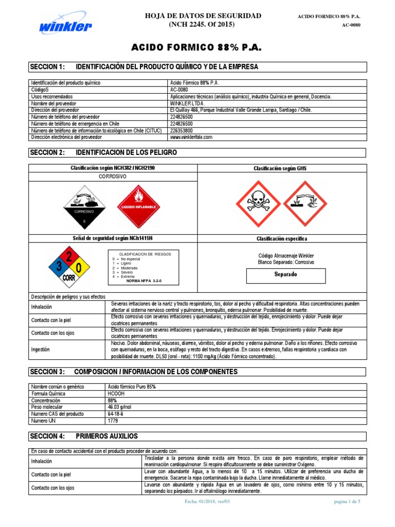 ACIDO-FORMICO-88-P.A. | PDF | Agua | Combustión