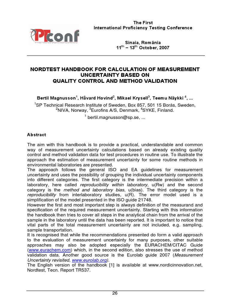 Nordtest Handbook: Measurement Uncertainty | PDF | Root Mean Square ...