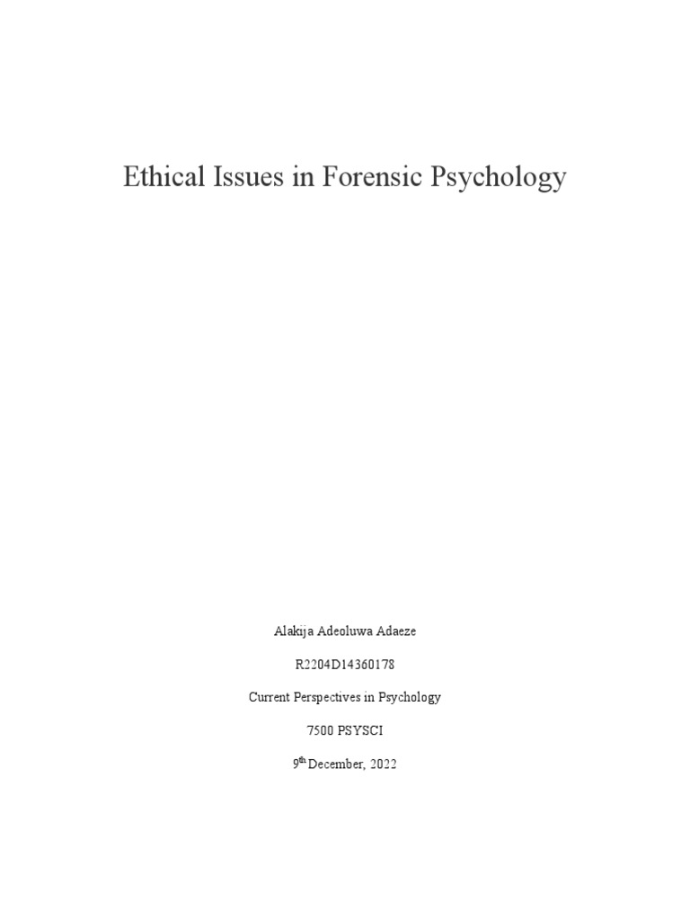 Forensic Psychology Ethics Short Essay | PDF | Psychology | Psychologist