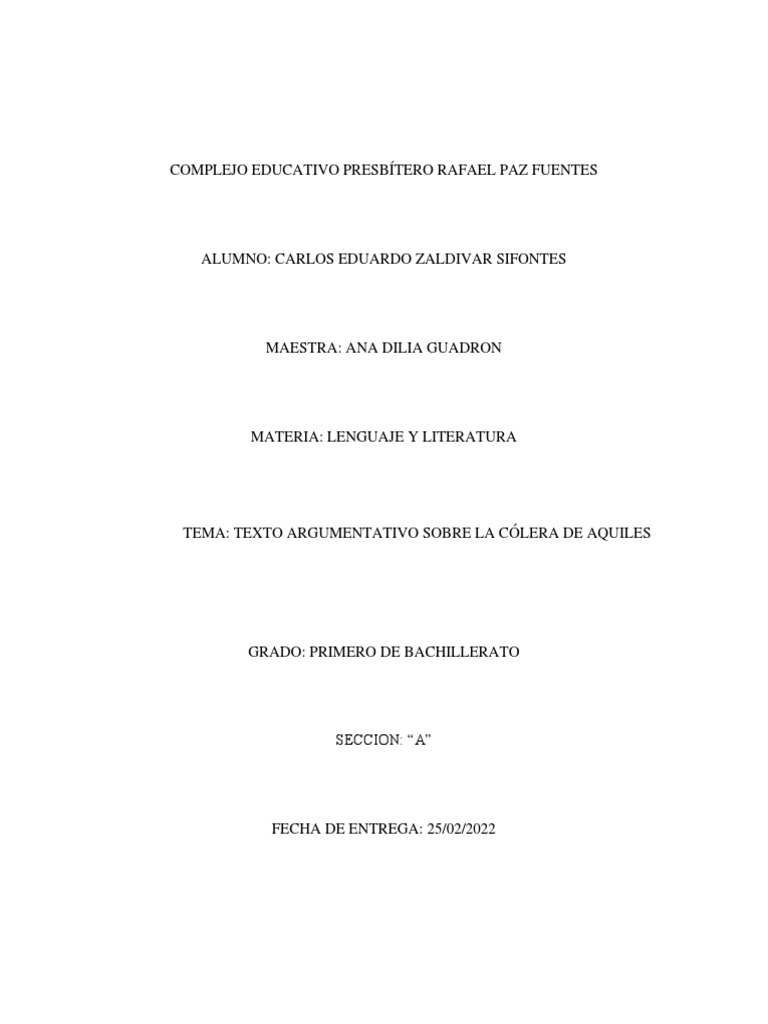 La Colera de Aquiles | PDF | Aquiles | Agamenón