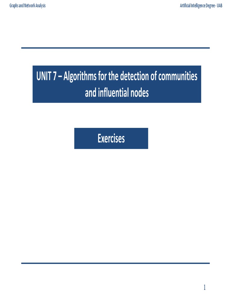 Unit 7 - Communities - Exercises Solution | PDF | Cluster Analysis | Applied Mathematics
