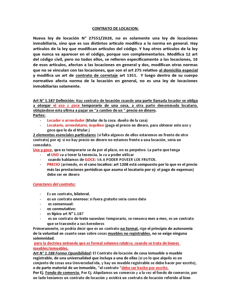 Contrato de Locacion | PDF | Propiedad | Ley de obligaciones