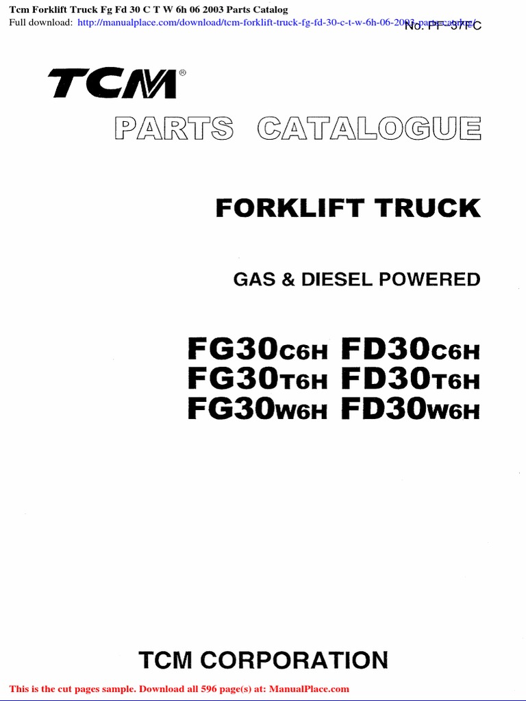 TCM Forklift Truck FG FD 30 C T W 6h 06 2003 Parts Catalog | PDF