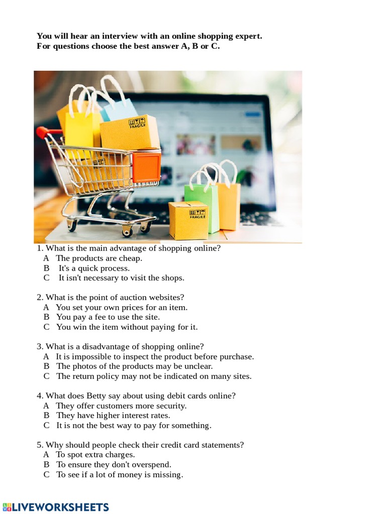 You Will Hear An Interview With An Online Shopping Expert. For ...
