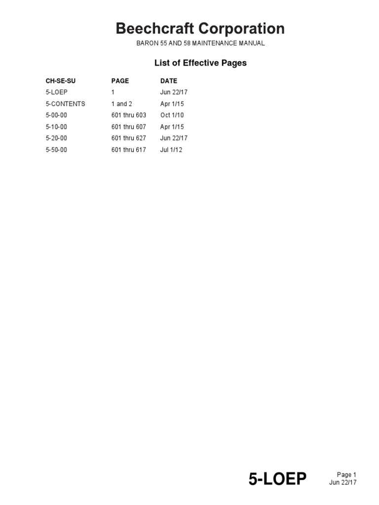 List of Effective Pages | PDF