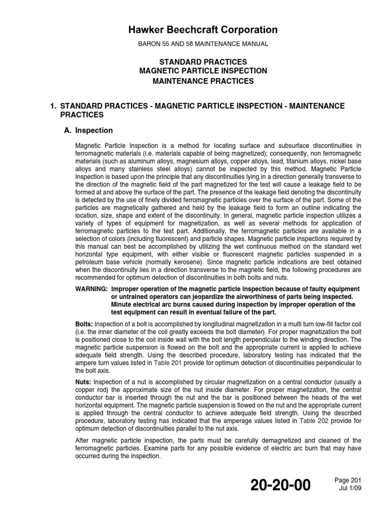 Standard Practices Magnetic Particle Inspection Maintenance Practices ...
