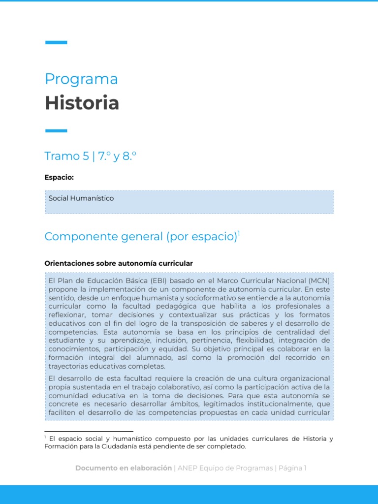 Programa Historia - Tramo 5 | PDF | Evaluación | Plan de estudios