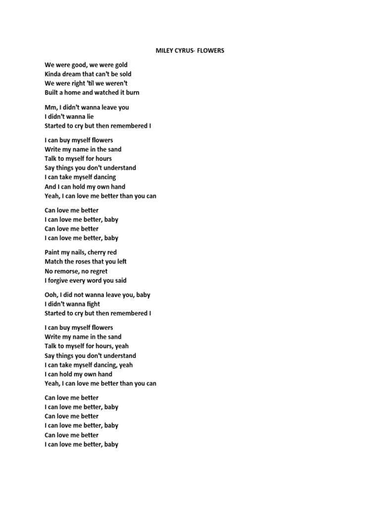 Miley Cyrus Lyrics Flower | PDF