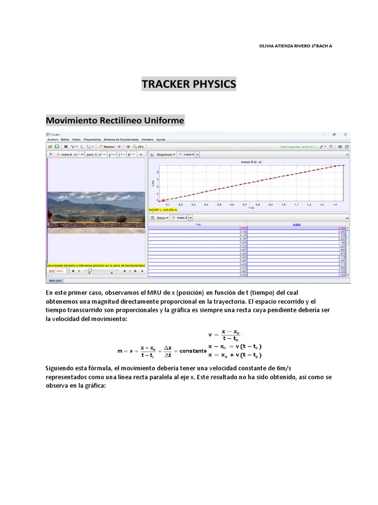 Tracker Physics Informe | PDF | Velocidad | Aceleración