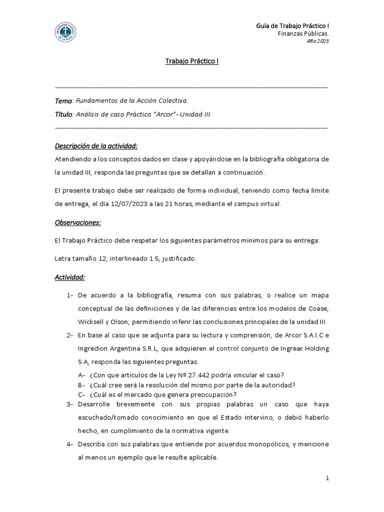 consigna TP unidad 3 | PDF