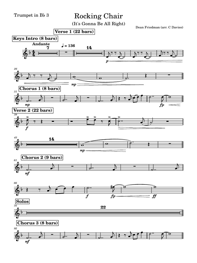 Rocking Chair (It's Gonna Be All Right) - Trumpet - in - BB - 3 | PDF ...