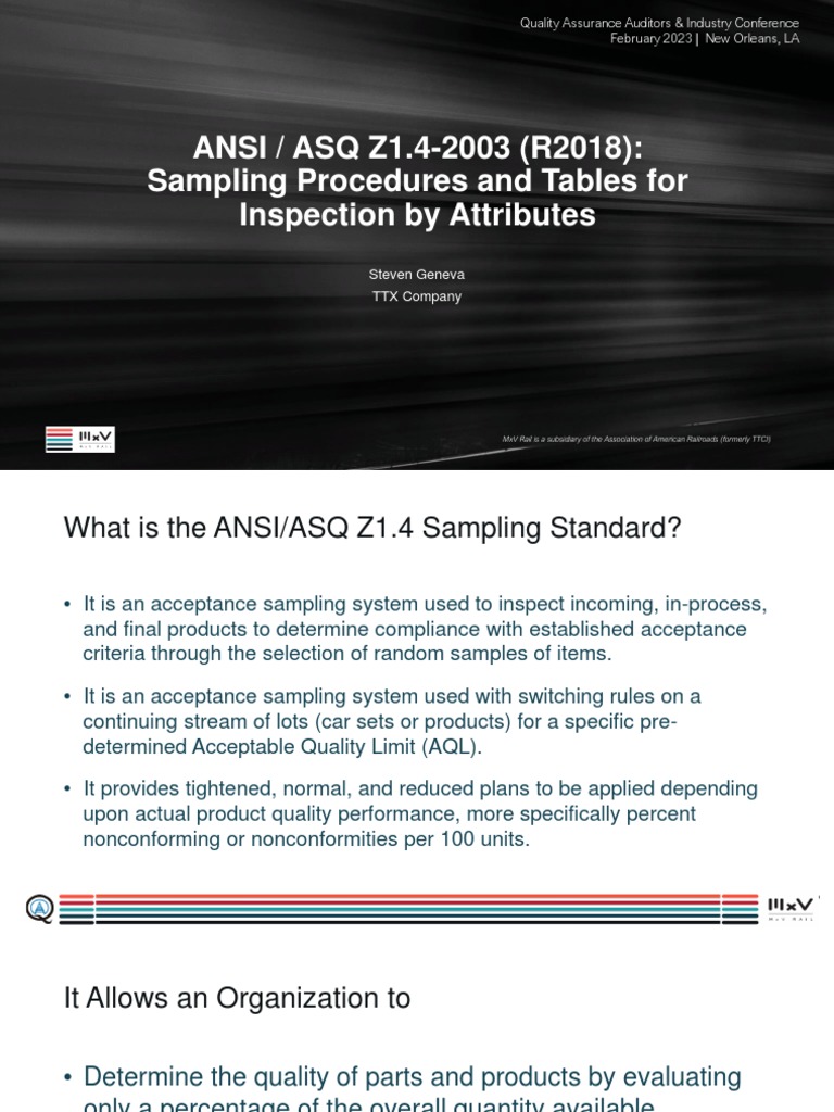 6 - ANSI Z1.4 Sample Methodology - Steve Geneva | PDF | Sampling ...