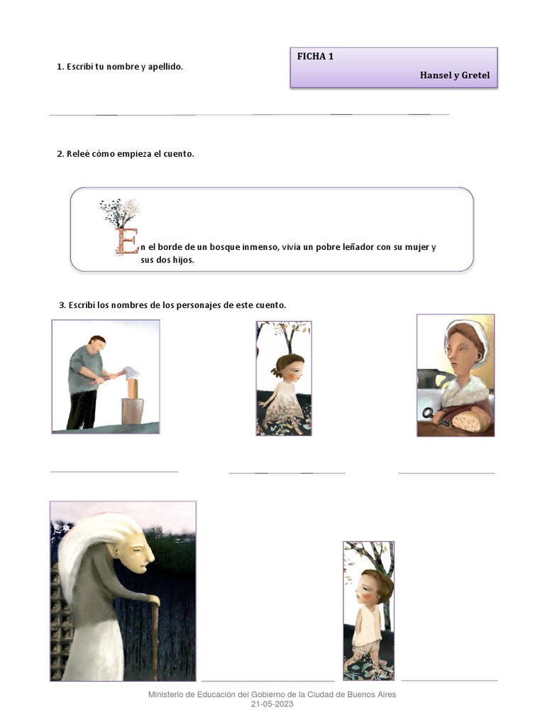 798574 Serie Hansel y Gretel Fichas Estudiantes | PDF | Hansel y Gretel ...