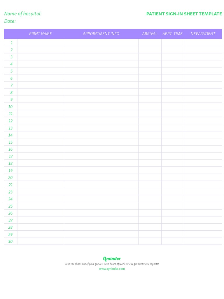 Patient Sign-In Sheet Template | PDF
