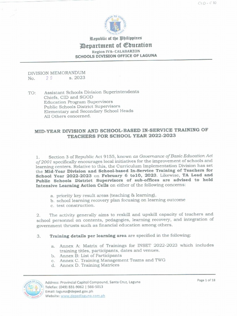 DM29s2023 MID-YEAR DIVISION AND SCHOOL-BASED IN-SERVICE TRAINING OF ...
