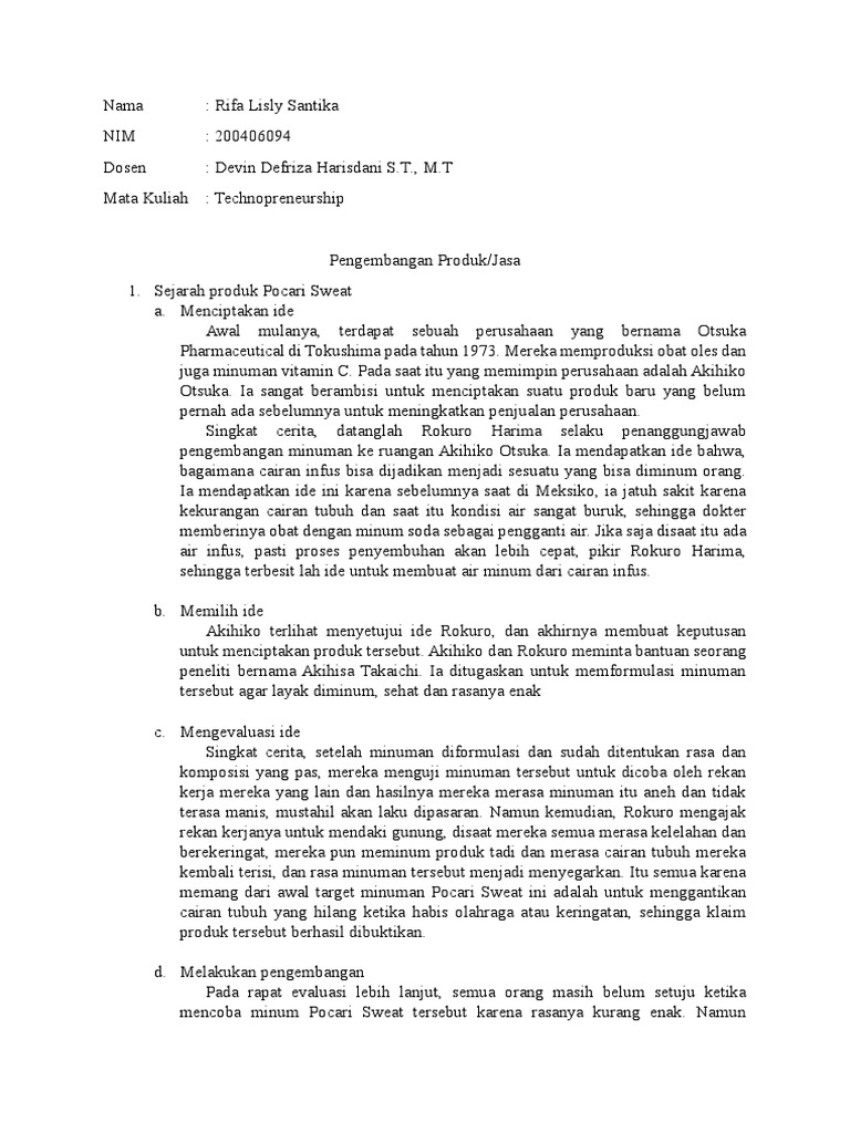 Rifa Lisly - Tugas Pengembangan Produk | PDF