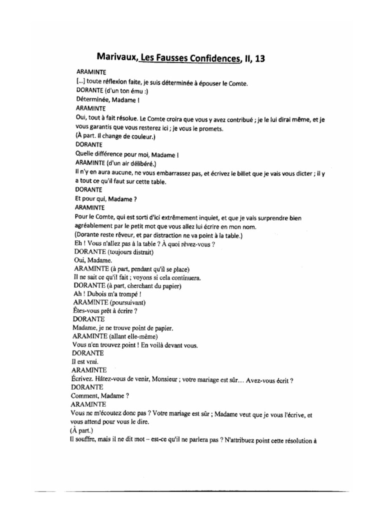 Marivaux, Les Fausses Confidences, II, 13 | PDF
