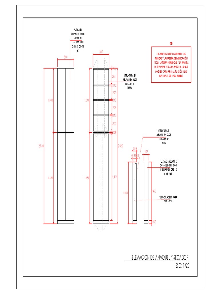 Plano Elevacion Anaquel | PDF