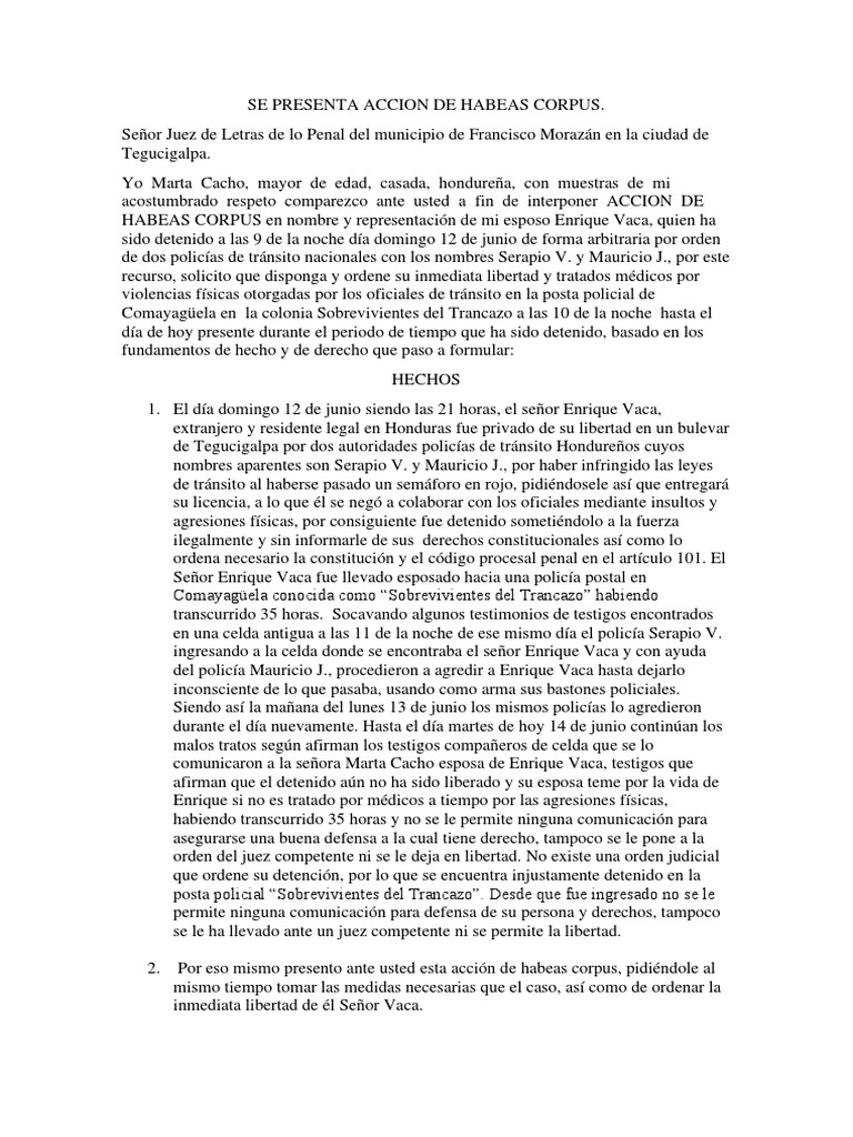 Habeas Corpus | PDF | Habeas corpus | Policía