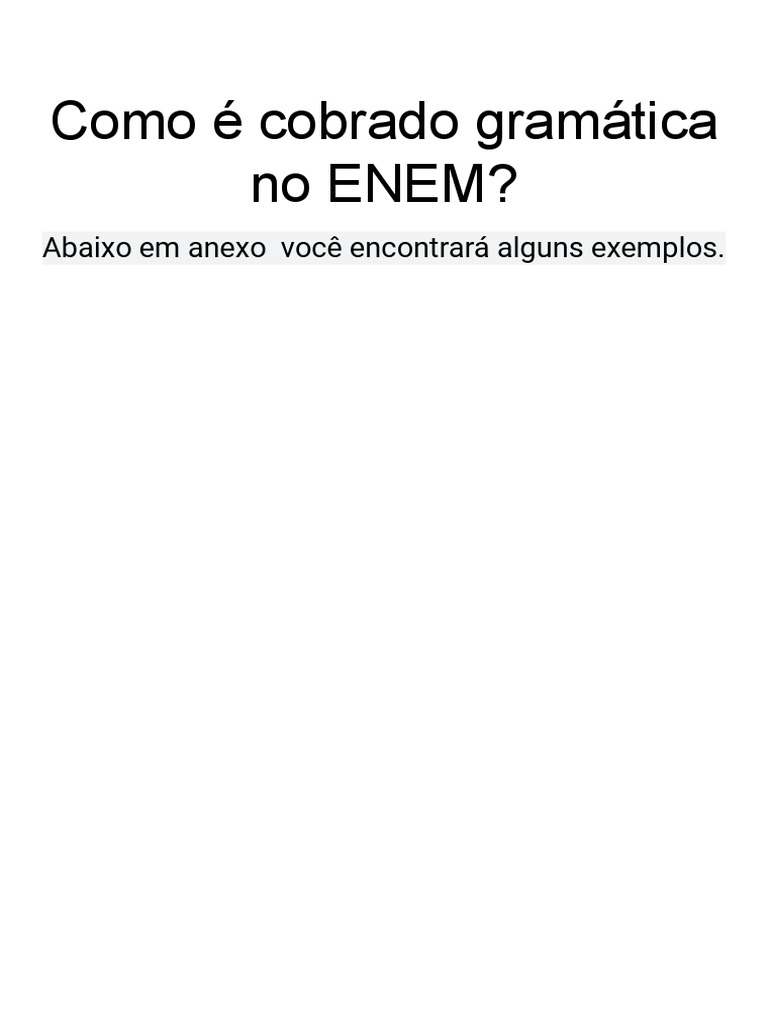 Como é cobrado gramática no ENEM | PDF | Gramática | Tempo