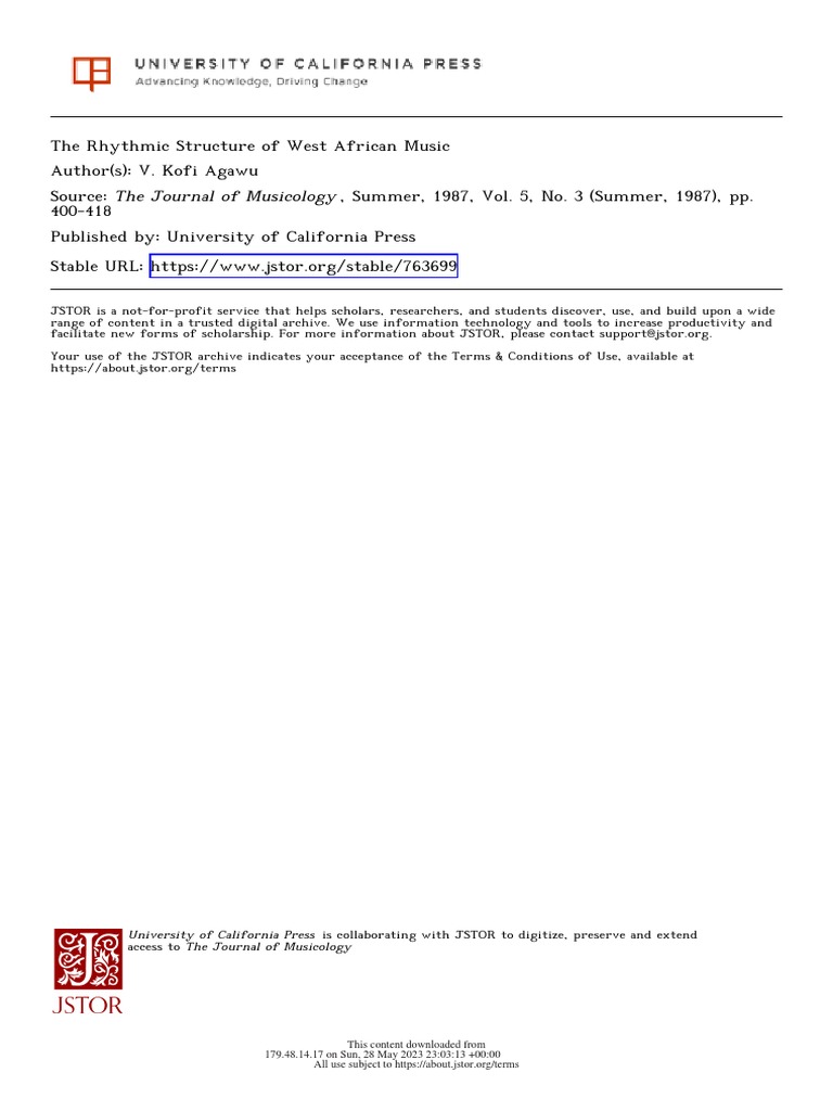 West African Music's Rhythmic Structure | PDF | Rhythm | Gesture