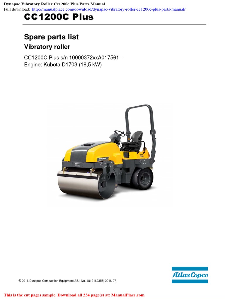Dynapac Vibratory Roller Cc1200c Plus Parts Manual | PDF | Engines ...