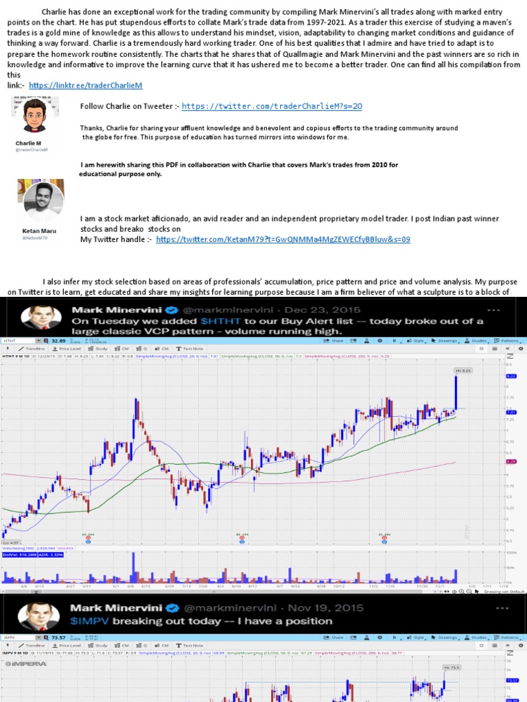 Mark Minervini Trade Compilation PDF | PDF