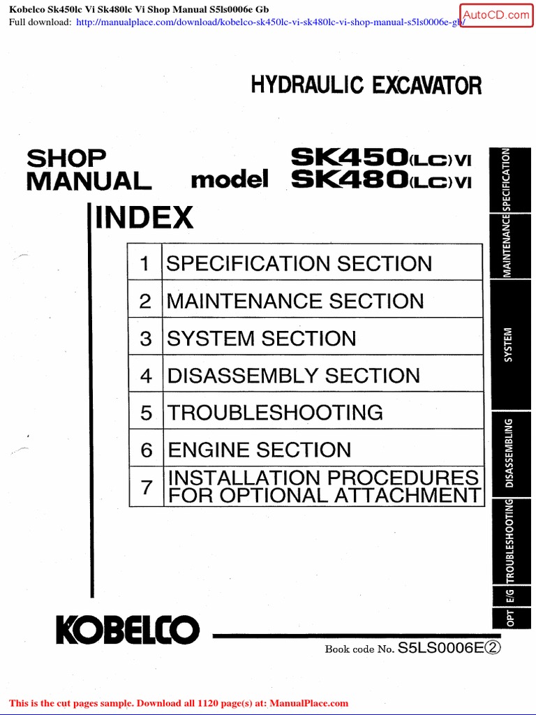 Kobelco SK450LC/VI Shop Manual Download | PDF