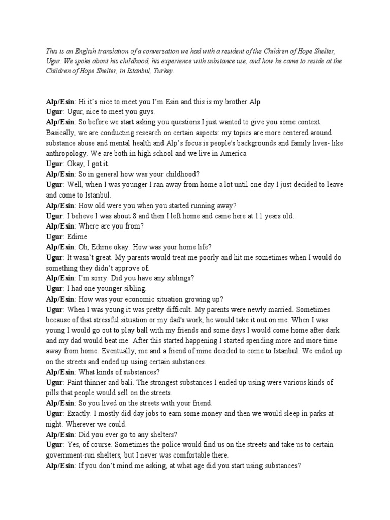 Interview With Residents - Ugur | PDF | Behavioural Sciences ...