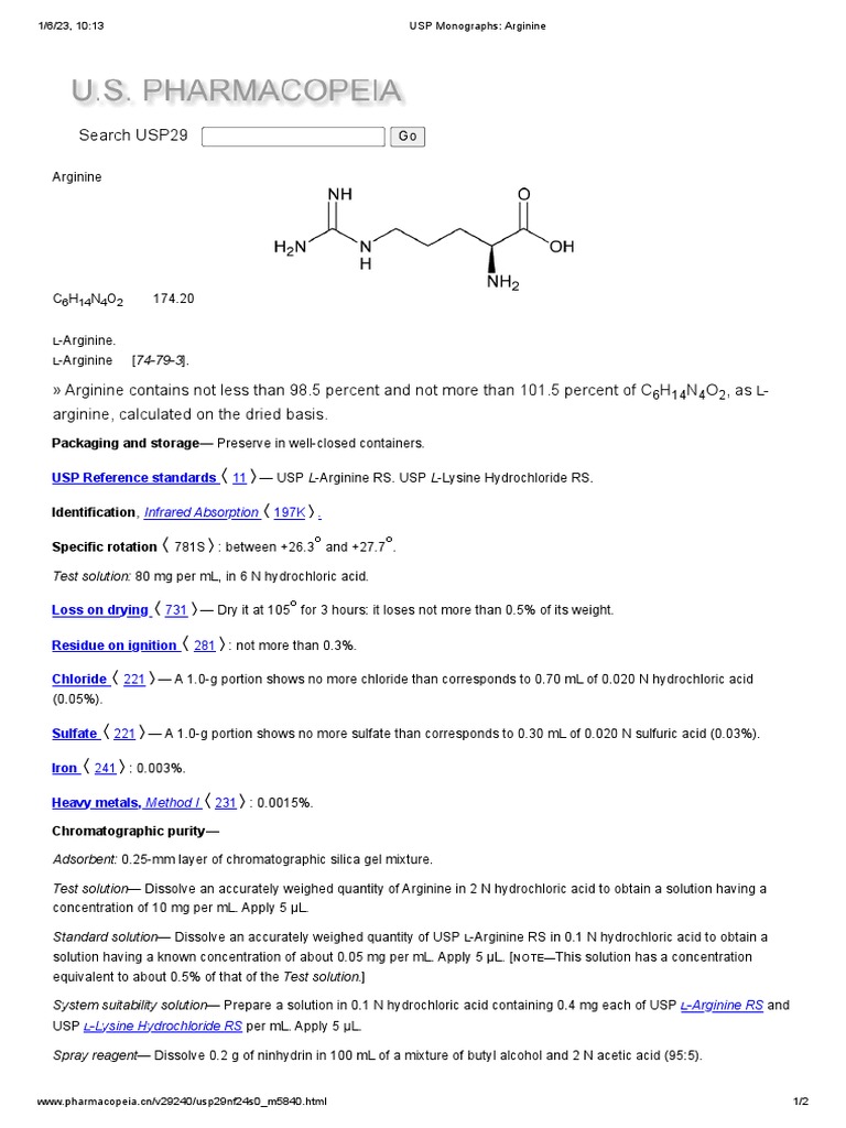 USP Monographs - Arginine | PDF | Acid | Hydrochloric Acid