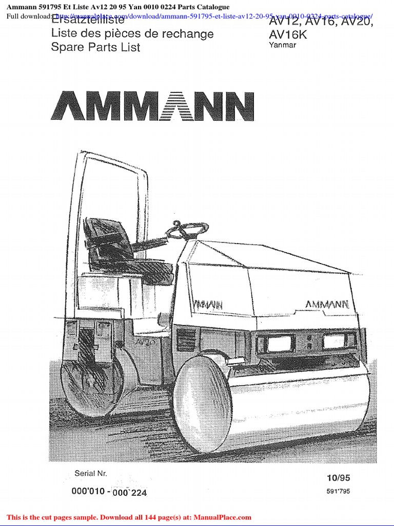 Ammann 591795 Et Liste Av12!20!95 Yan 0010 0224 Parts Catalogue | PDF