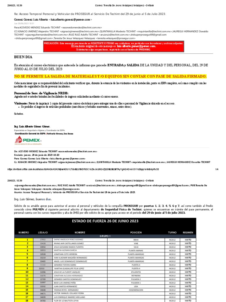 Acceso Temporal 29 de Junio Al 05 de Julio Techint | PDF | Correo electrónico | Comunicación por ...