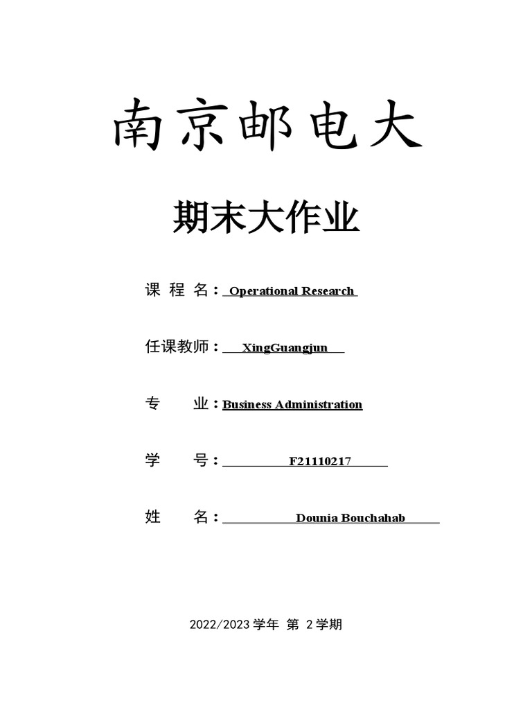 F21110217 Dounia Bouchahab Big Assignment | PDF | Linear Programming | Maize