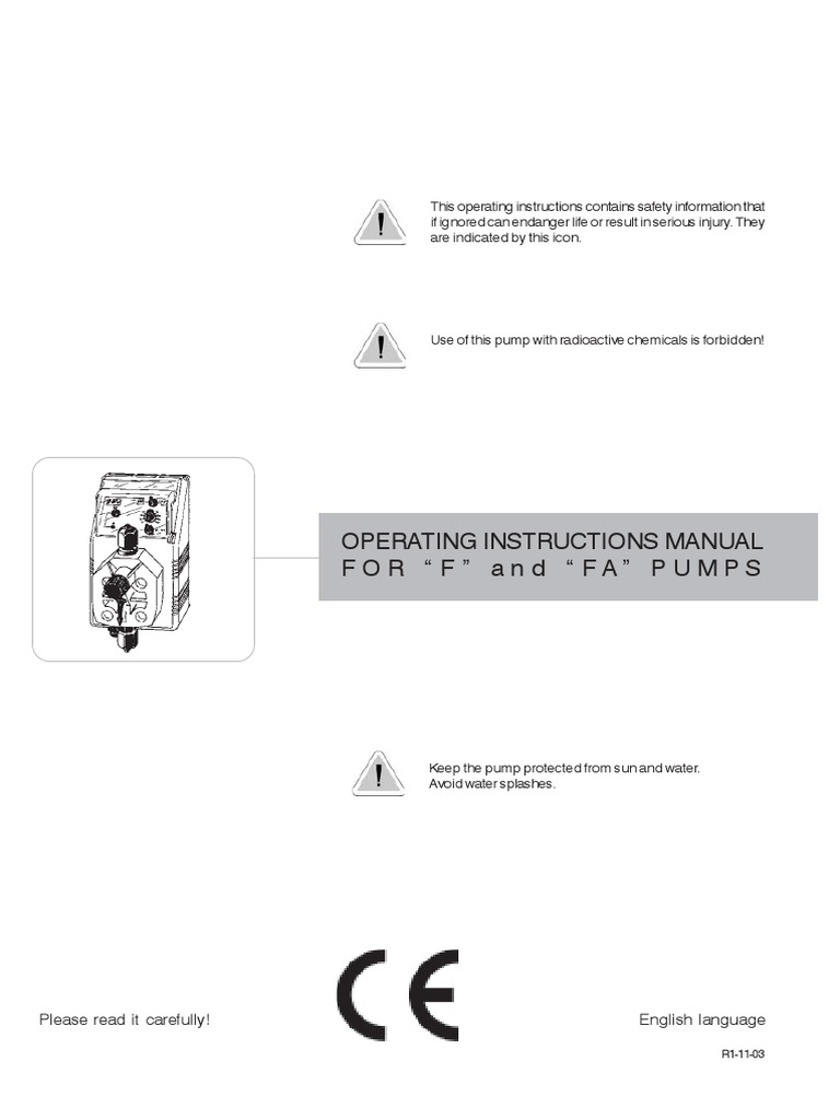 EMEC F FA Series Instruction Manual R1 11 03 | PDF | Pump | Valve