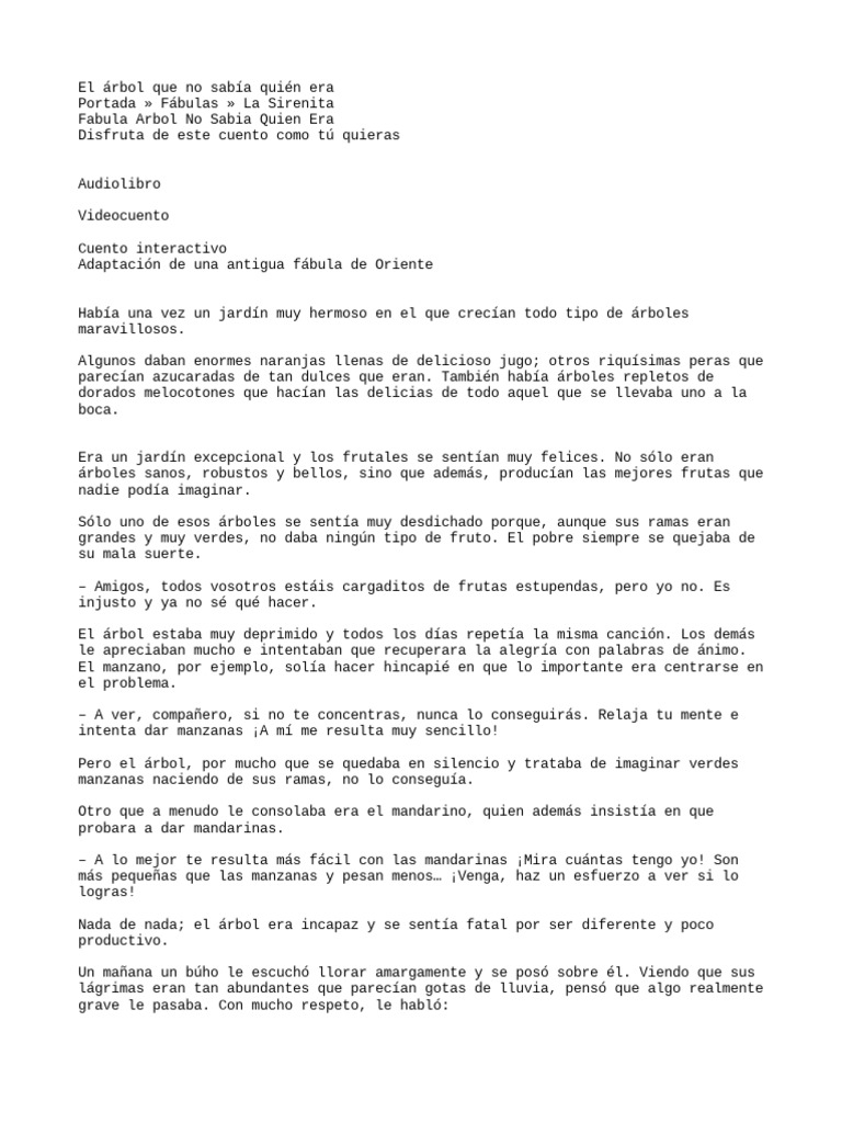 El árbol Que Descubrió Su Esencia Pdf Hogar Jardinería Y Bricolaje