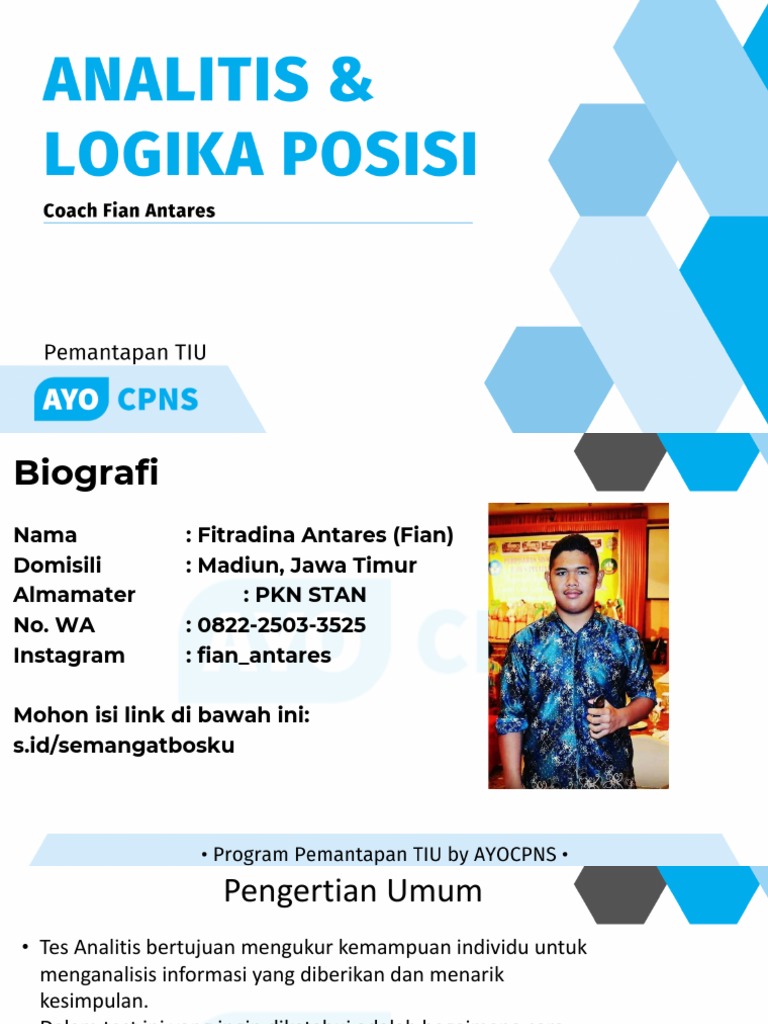 #3 Pemantapan TIU Analitis & Logika Posisi Coach Fian Antares 15 | PDF