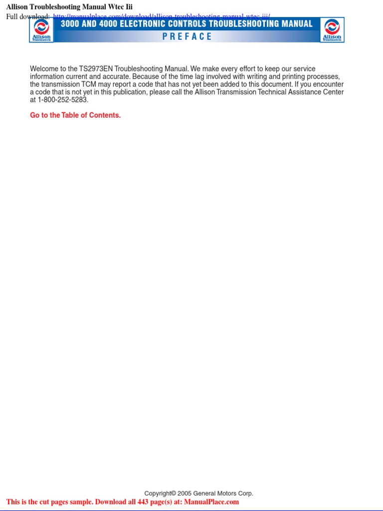 Allison Troubleshooting Manual Wtec III | PDF | Manual Transmission ...