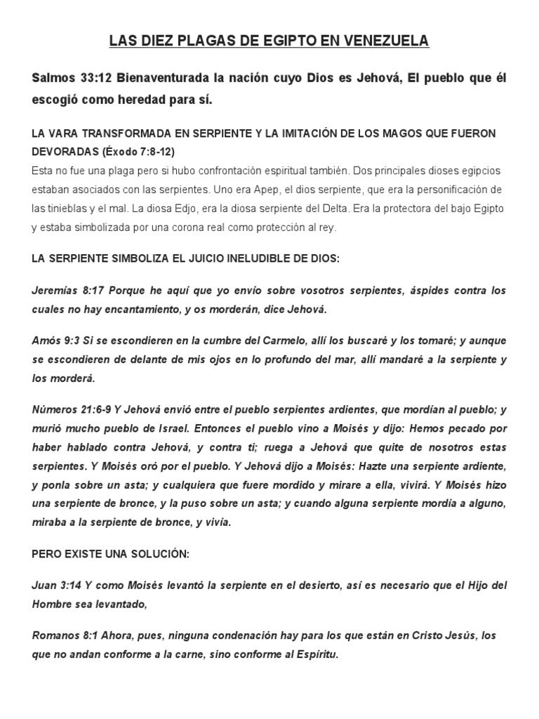 Las 10 Plagas de Egipto en Venezuela | PDF | Moisés | Osiris