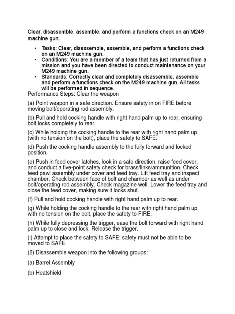 M249 Performance Measures STT | PDF | Trigger (Firearms) | Military ...