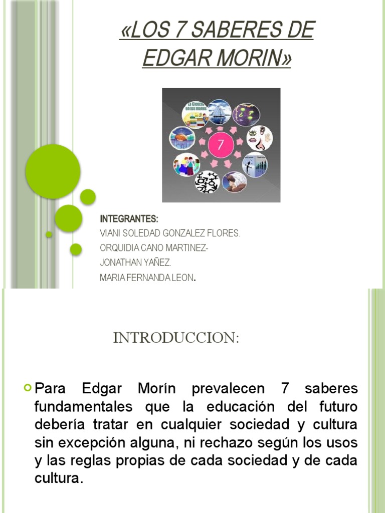 Los 7 Saberes de Edgar Morin | PDF | Conocimiento | Sociedad