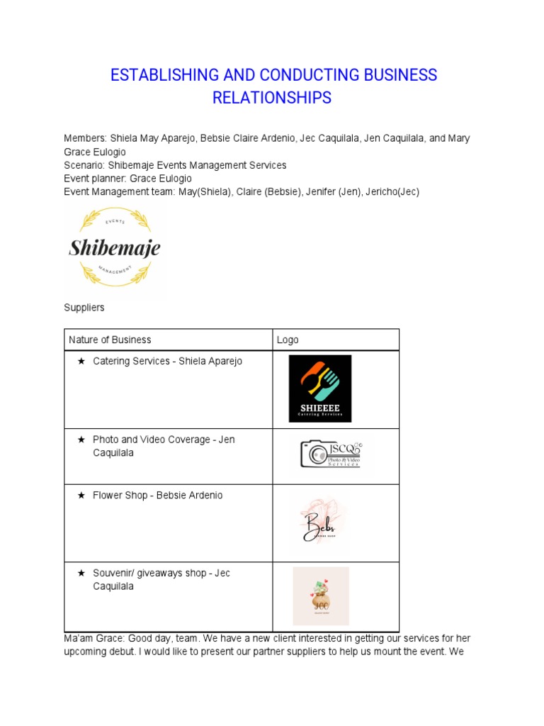 Group 3 - Establishing and Conducting Business Relationships | PDF ...