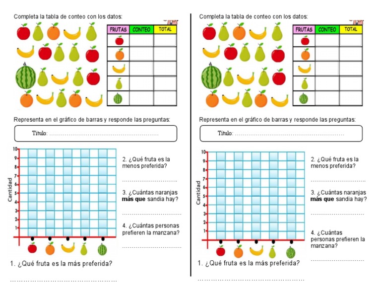Ejercicios de Gráficas de Barras para Niños | PDF