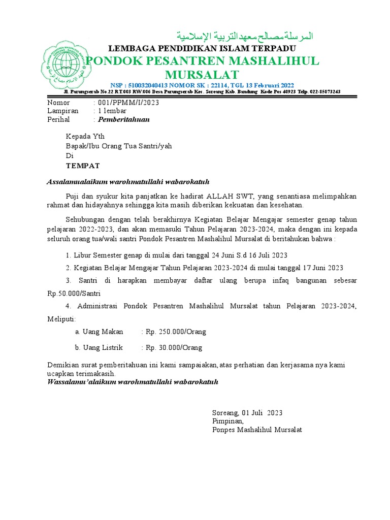 SURAT PEMBERITAHUAN | PDF