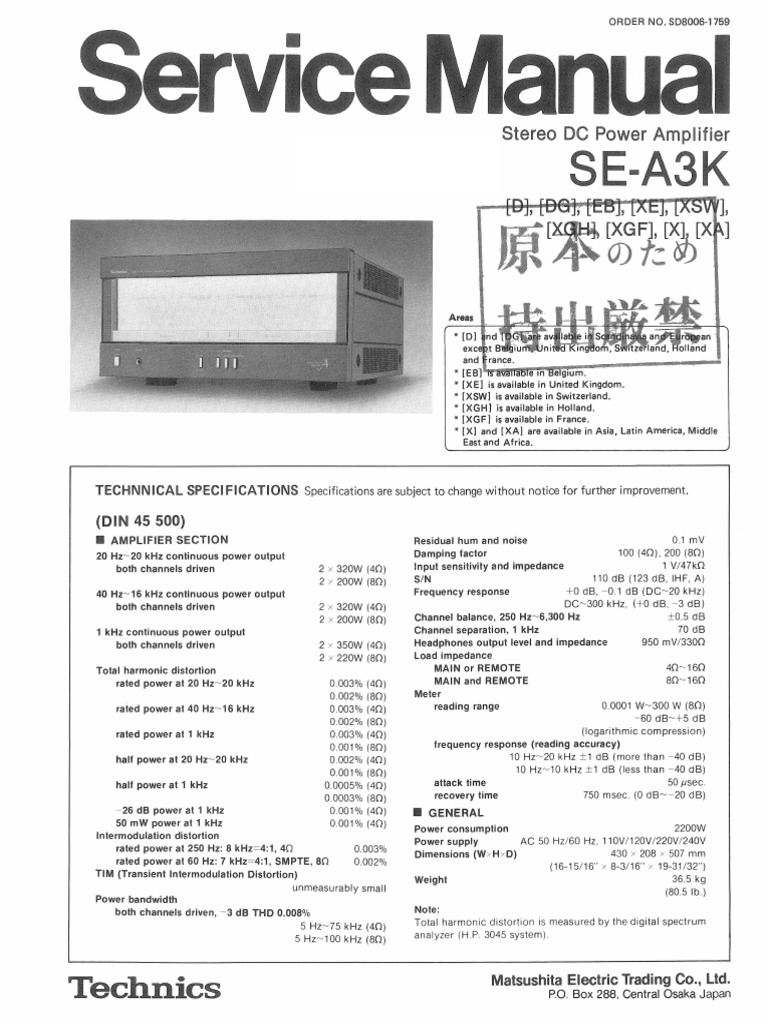 Hfe Technics Se A3k Service En De Fr Pdf