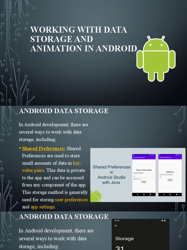 10 Working With Data Storage and Animation | Download Free PDF | Databases | Android (Operating ...
