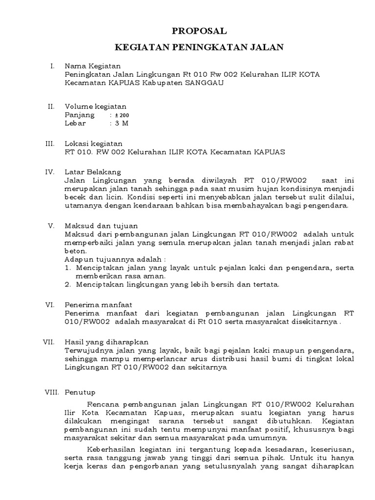 Proposal Jalan | PDF