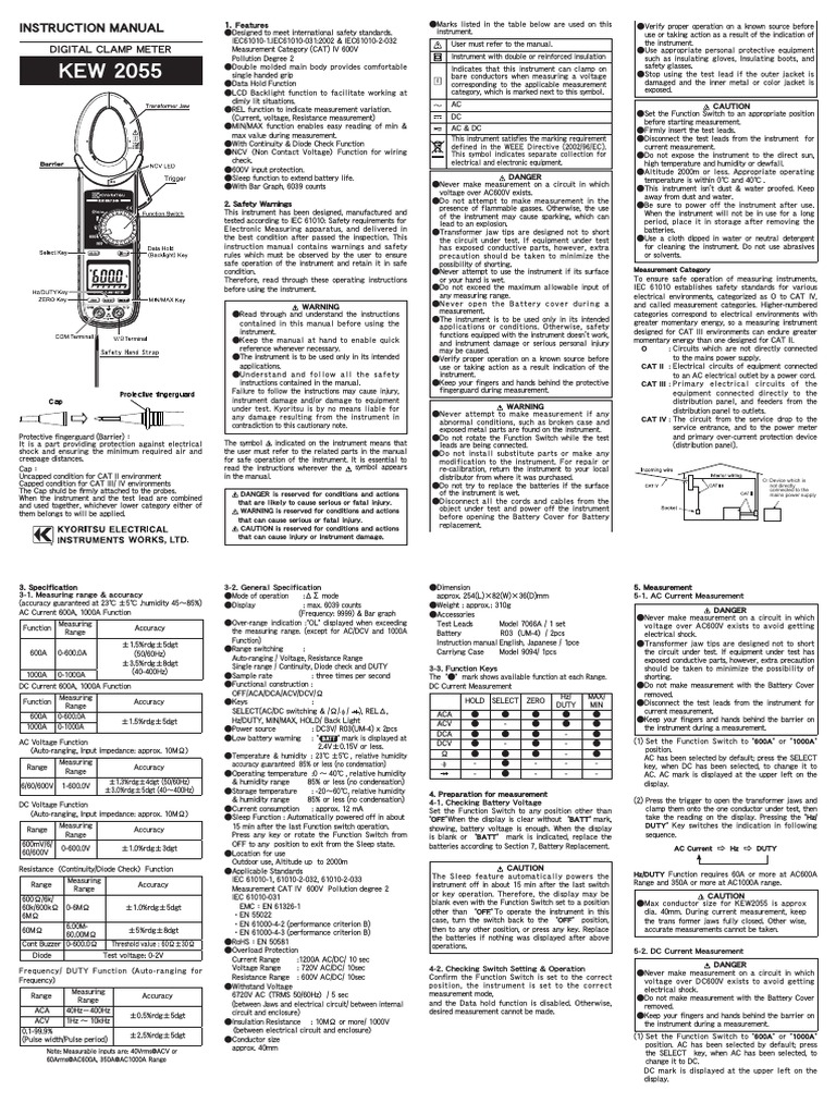 Instruction Manual: Digital Clamp Meter | PDF | Alternating Current | Diode
