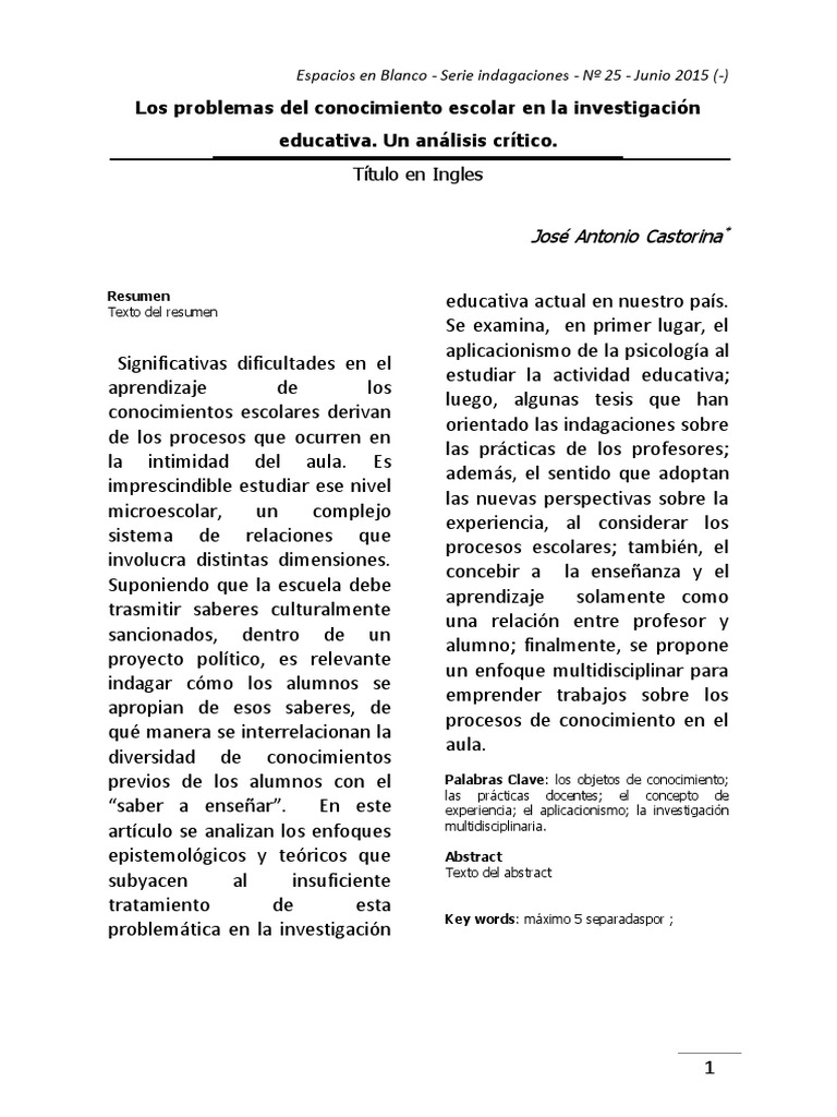 5 - Castorina - Los Problemas Del Conocimiento Escolar en La Inv Educ | Descargar gratis PDF ...